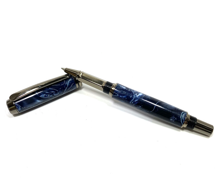 Night Sky Blue Rollerball Pen - Roby Write, Handmade, Handcrafted Pens